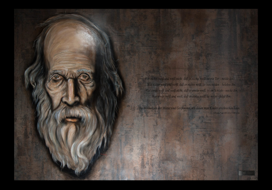 Socrates by Michael Lang – Painting, oil on a fiber board - artContraire